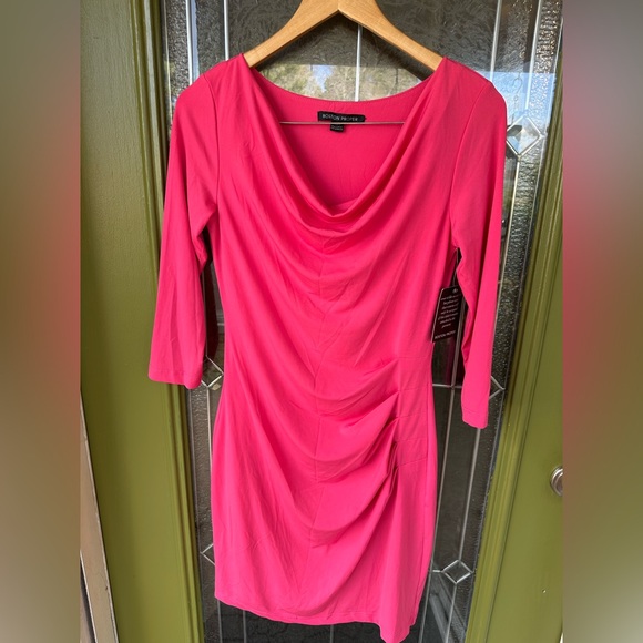 Boston Proper | Dresses | Boston Proper 34 Sleeve Hot Pink Jersey ...